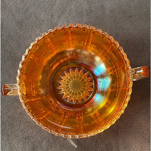 Accents | Beautiful Depression Carnival Glass Amber Marigold Nut Candy ...